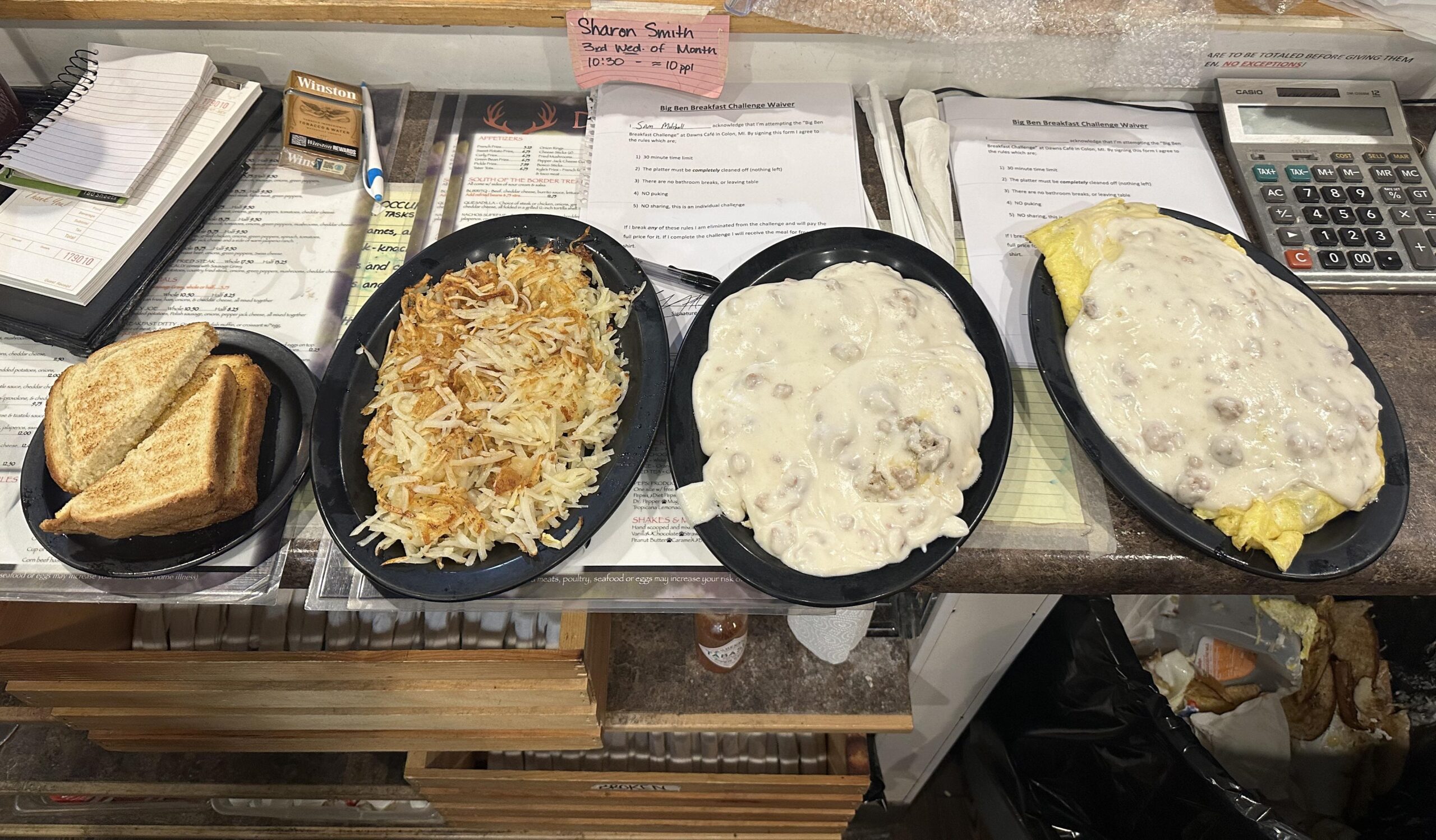 Dawn's Cafe's "Big Ben" Breakfast Challenge in Colon, Michigan ...